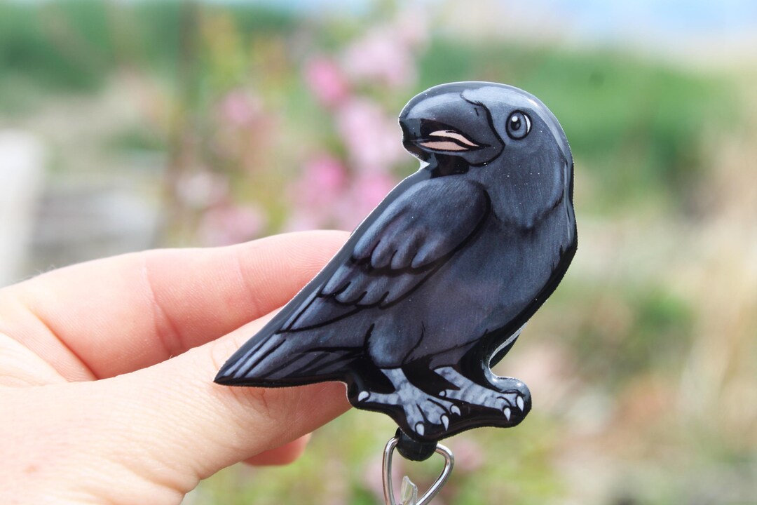 Crow Badge Reel ID Holder: Gift for Bird Lover Vet Techs - Etsy