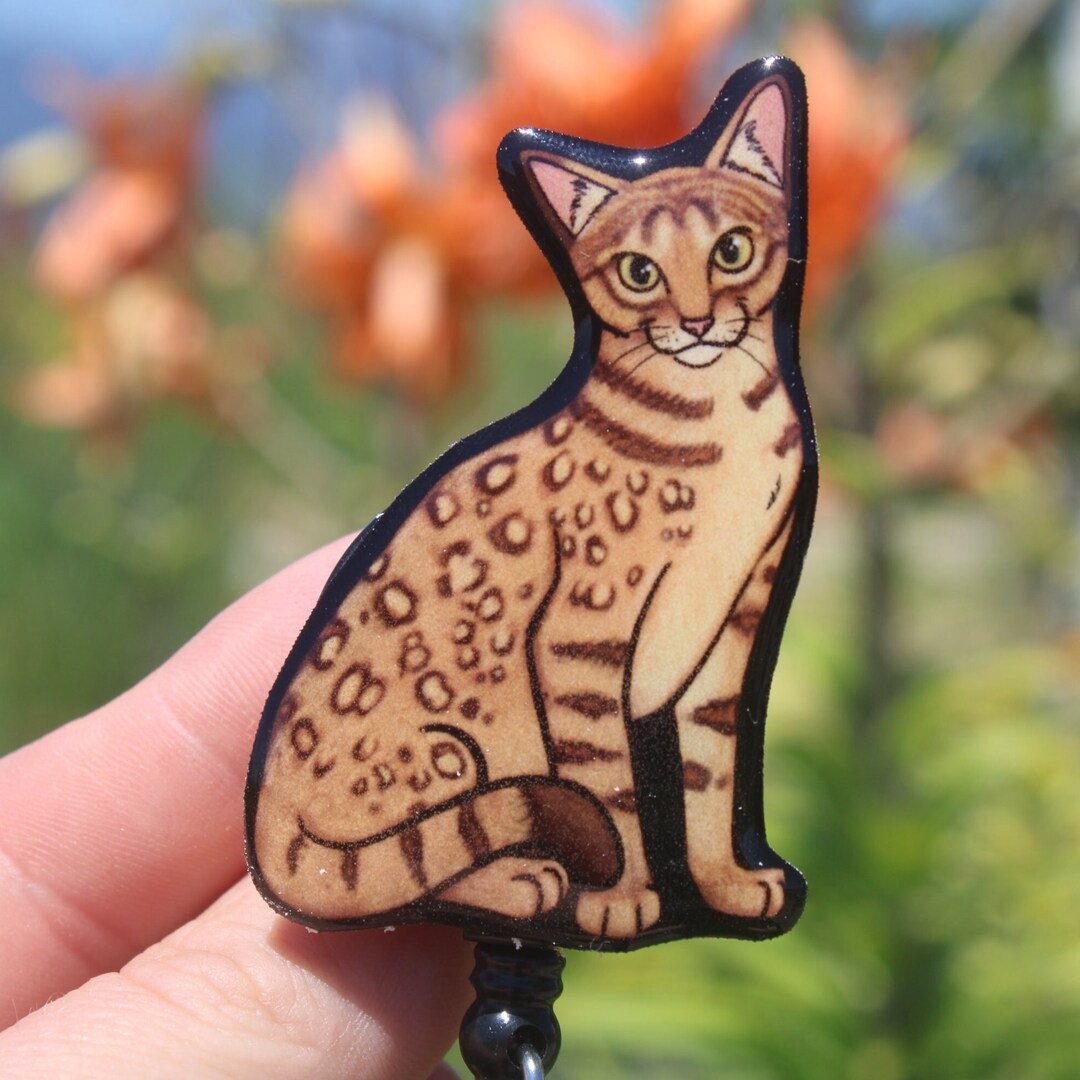 Bengal Cat Badge Reel ID Holder: Gift for Cat Lover, Nurse, Vet Tech ...