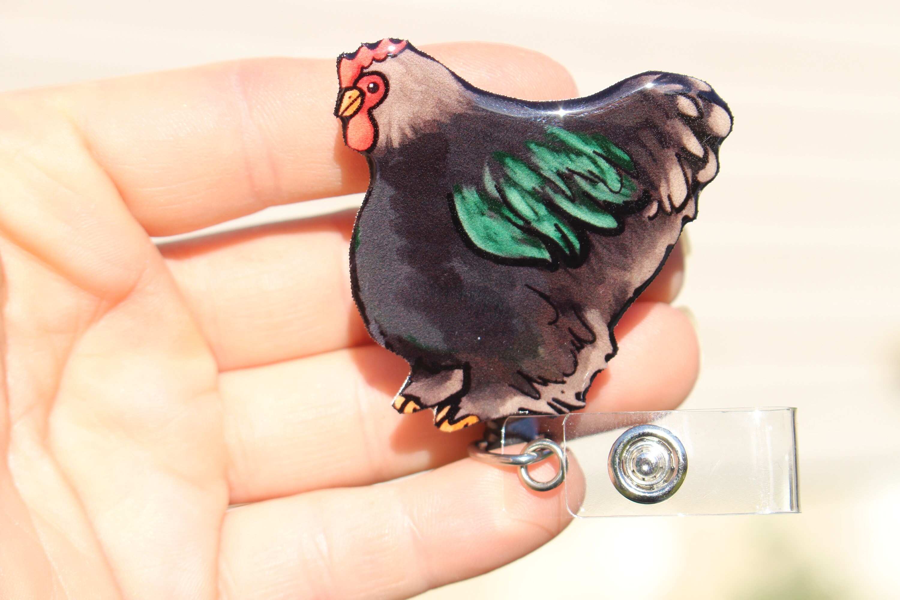 Cochin Chicken Badge reel Id holder: Gift for Nurses zoo | Etsy