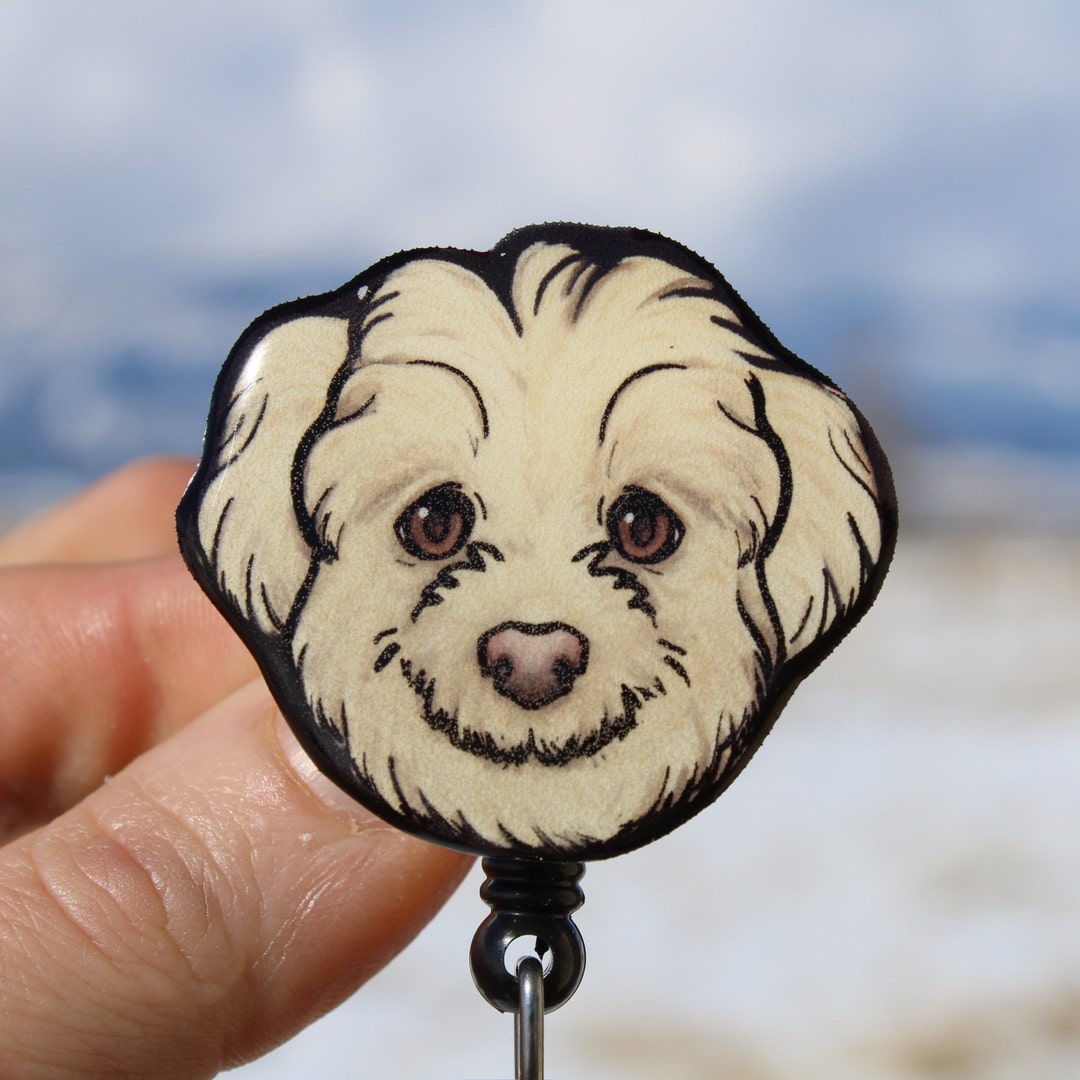 Malti Multi Poo Badge Reel ID Holder: Dog Lover Gift for Nurses ...
