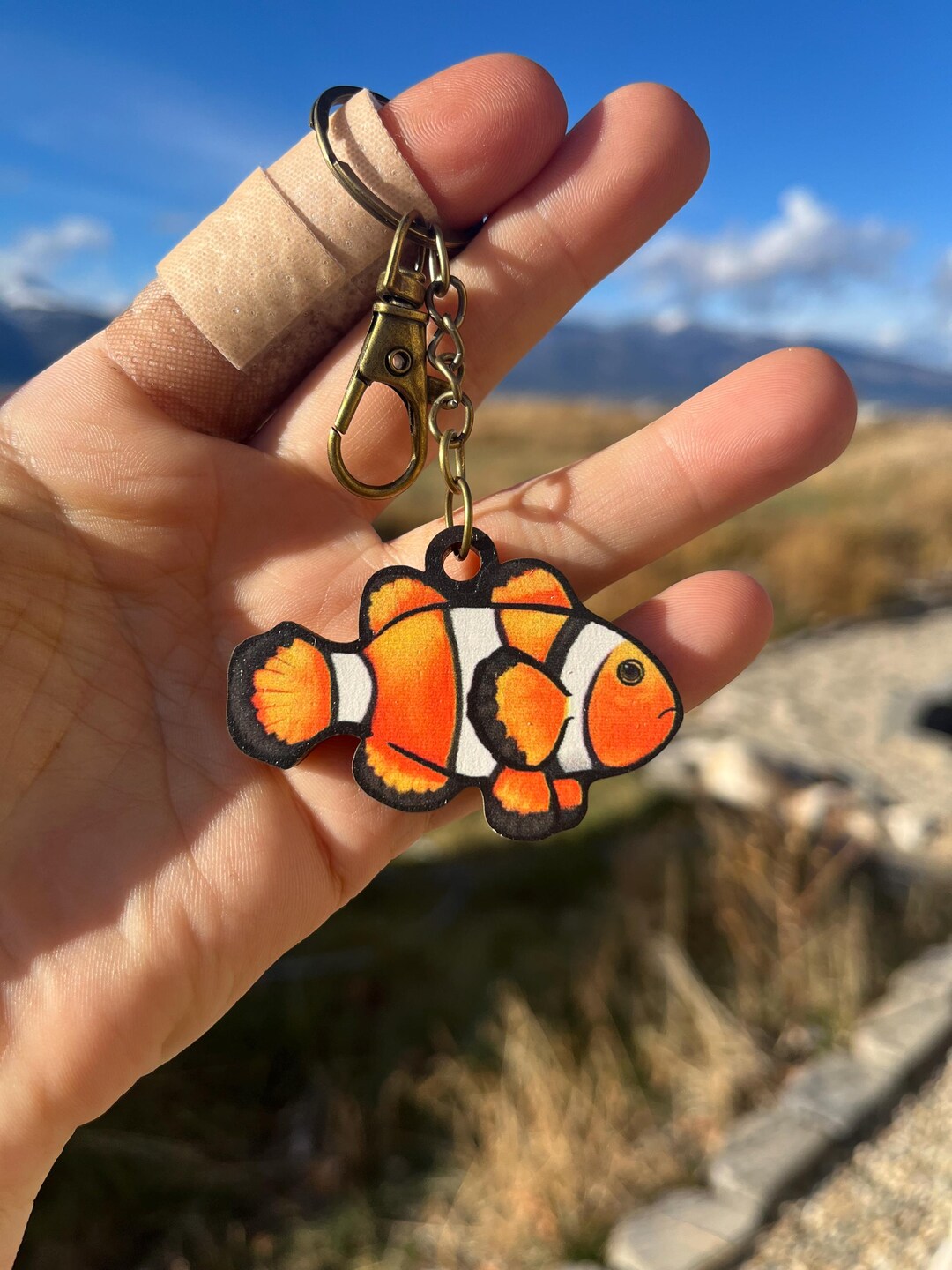 Wood Clownfish Keychain: Gift for Fish Lovers, Vet Techs, Veterinarians ...