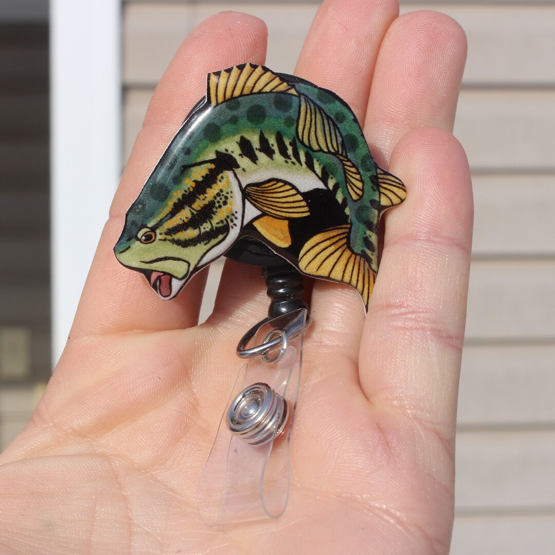 Largemouth Bass Badge Reel Id Holder Gift for Fishing Lovers or CNA HCA ...