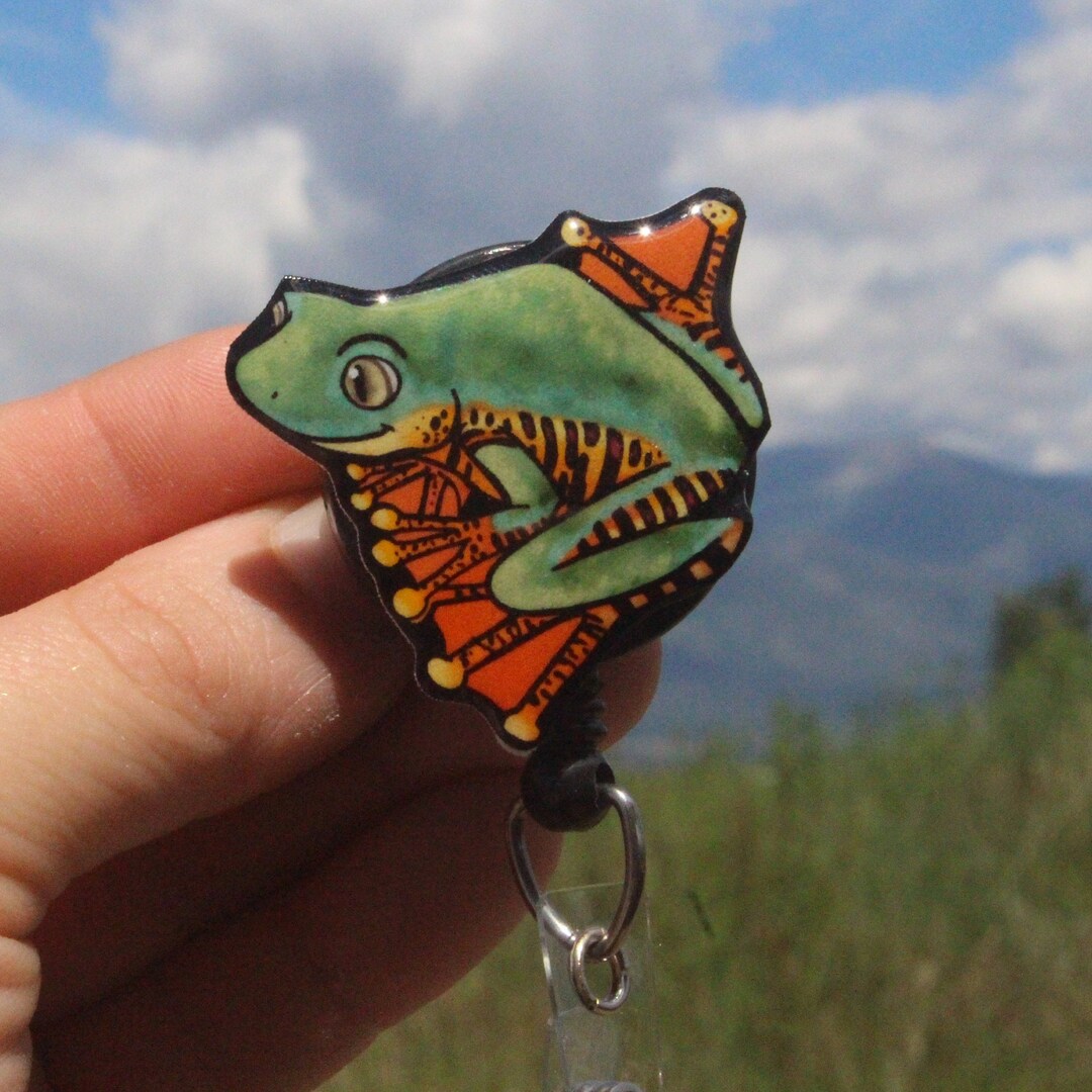 Tree Frog Badge Reel Id Holder Retractable ID Gift for Frog Lovers, Vet ...