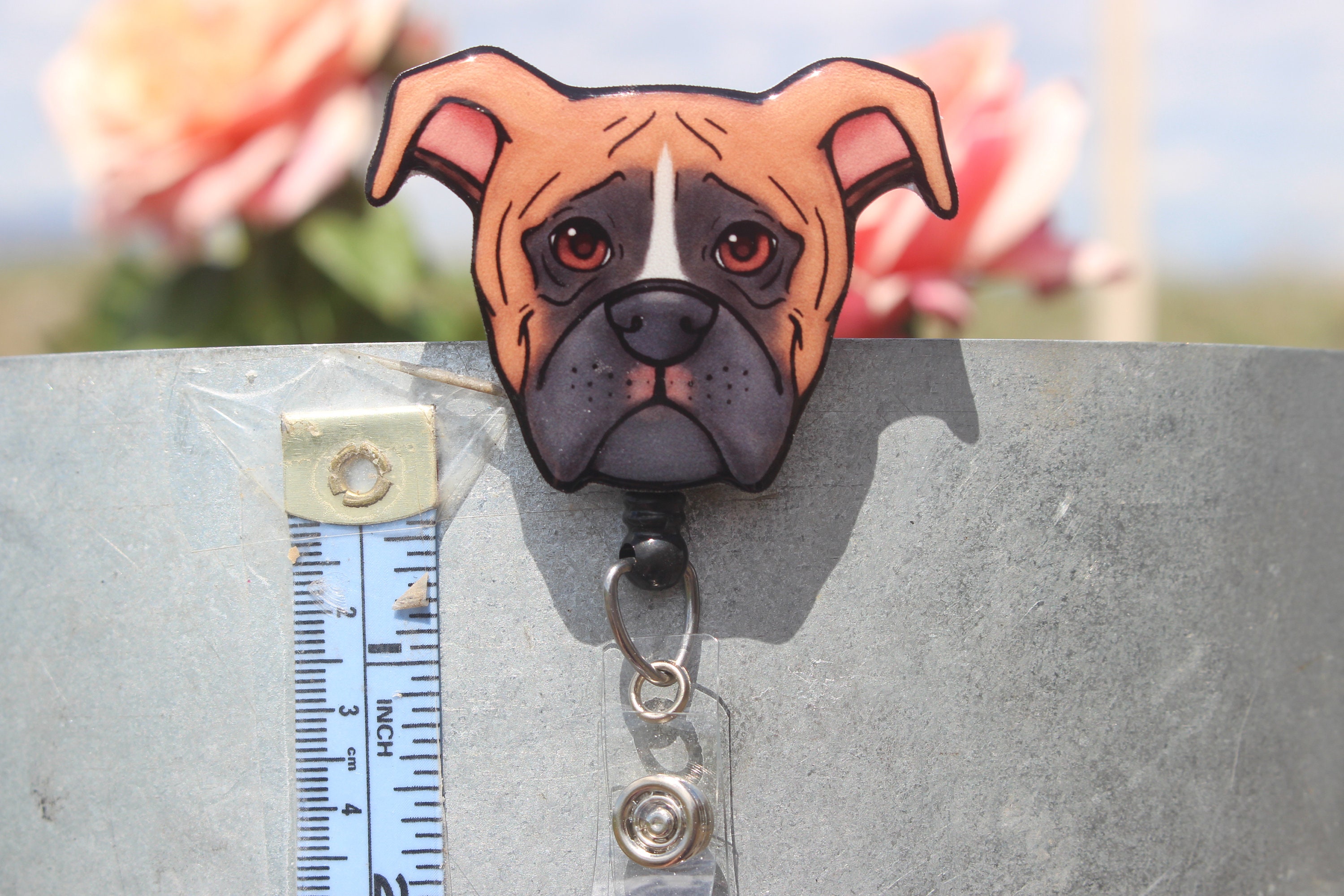 Boxer Badge Reel Id Holder: Gift for Dog Lovers, Nueses, Zookeepers ...