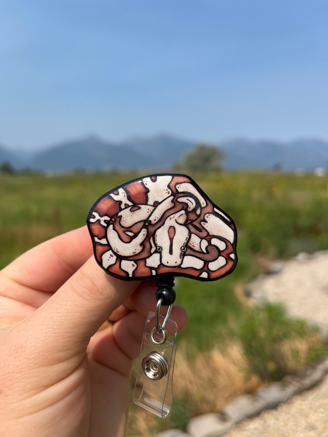 Red-tailed Boa Badge Reel ID Holder: Gift for Snake Lovers, Nurses ...