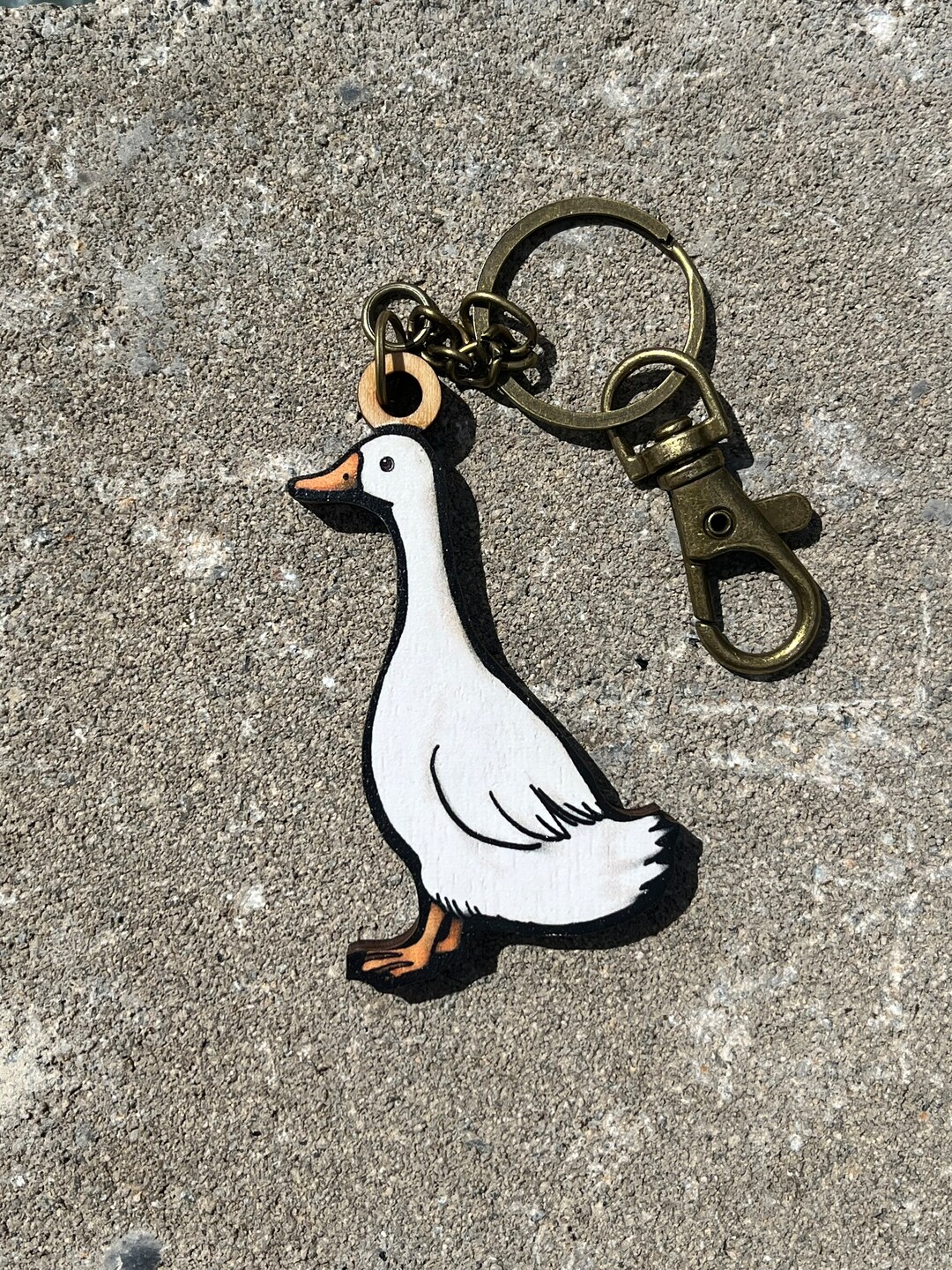 Wood White Duck Keychain: Gift for Bird Animal Lovers, Vet Techs ...