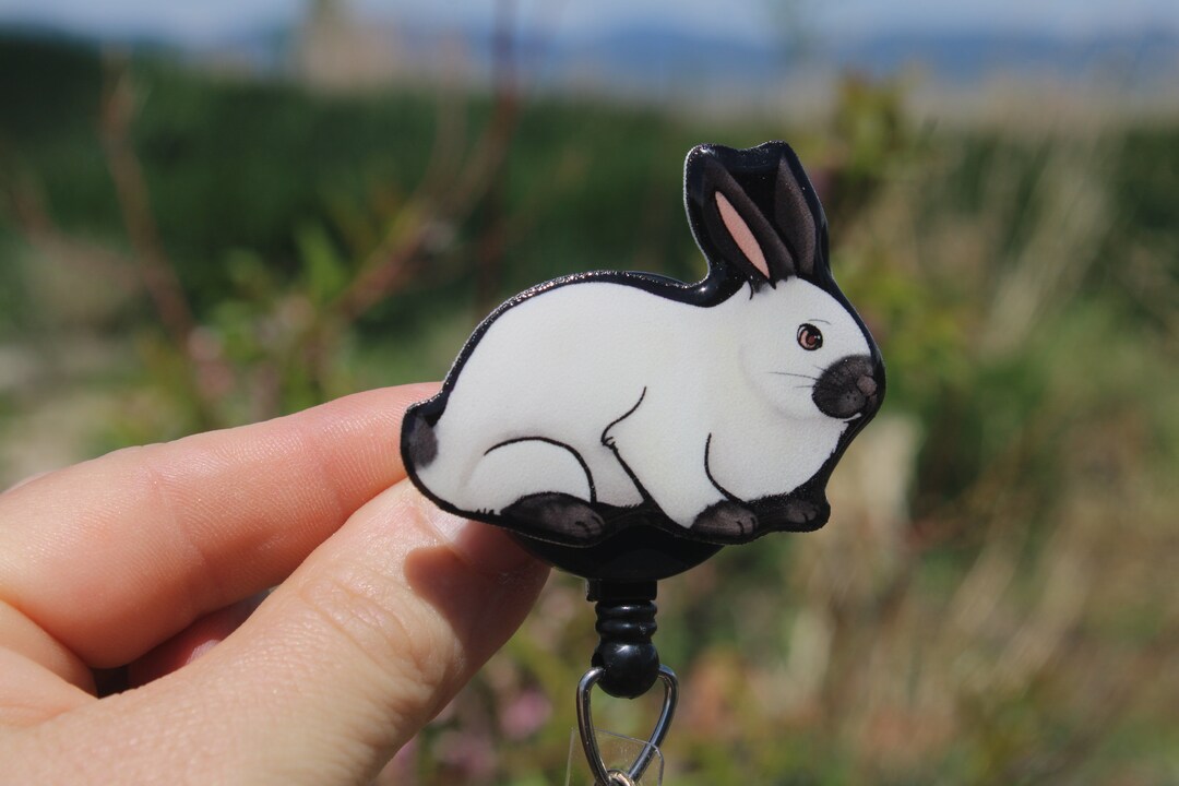 Bunny Rabbit Badge Reel Id Holder: Retractable Gift for Nurses, Vet ...