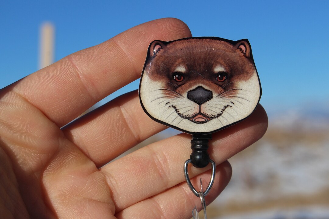 Otter Badge Reel ID Holder: Retractable Gift for Otter Lovers, Doctors ...