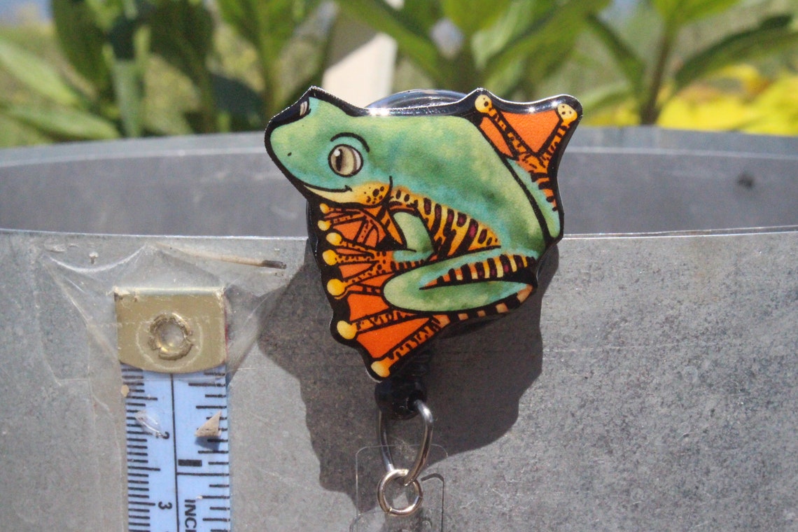 Tree Frog Badge Reel Id Holder Retractable ID Gift for Frog | Etsy