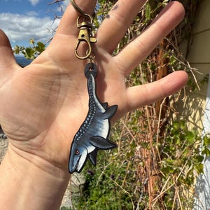 Wood Mosasaurus Dinosaur Keychain: Gift for Dino Lovers, Vet Techs ...