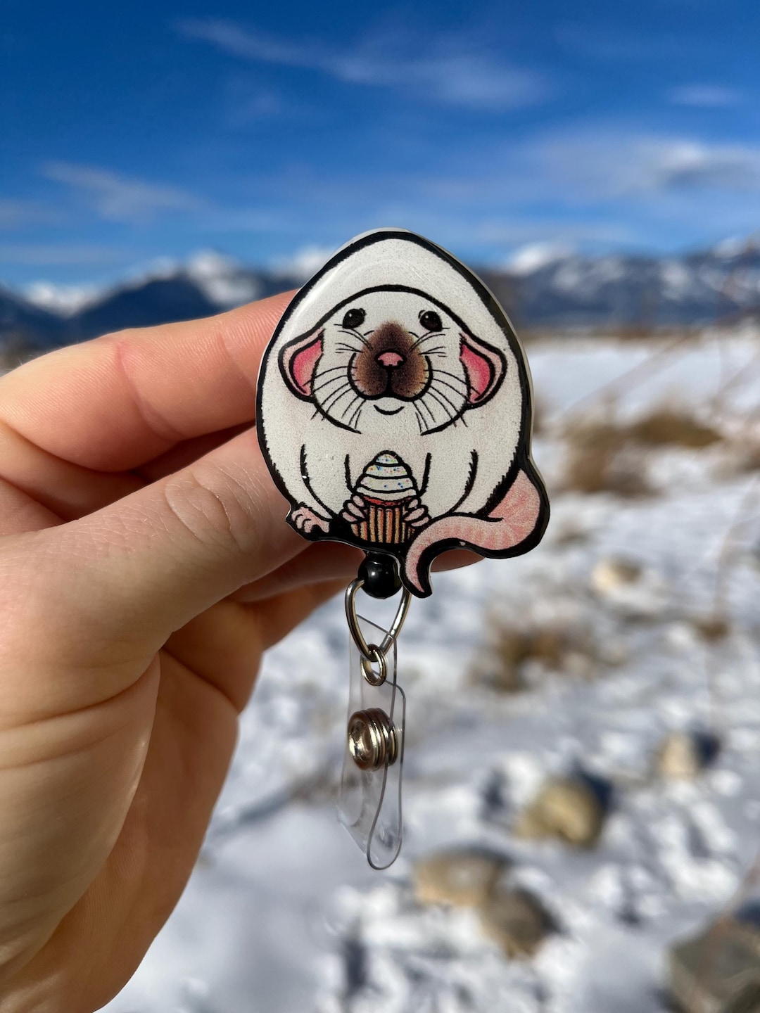 Acrylic Dumbo Rat Badge Reel ID Holder: Gift for Rat Animal Lovers ...