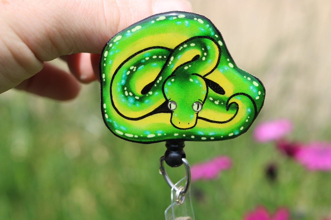 Green Tree Boa Snake Badge carrete ID titular: Regalo para - Etsy España