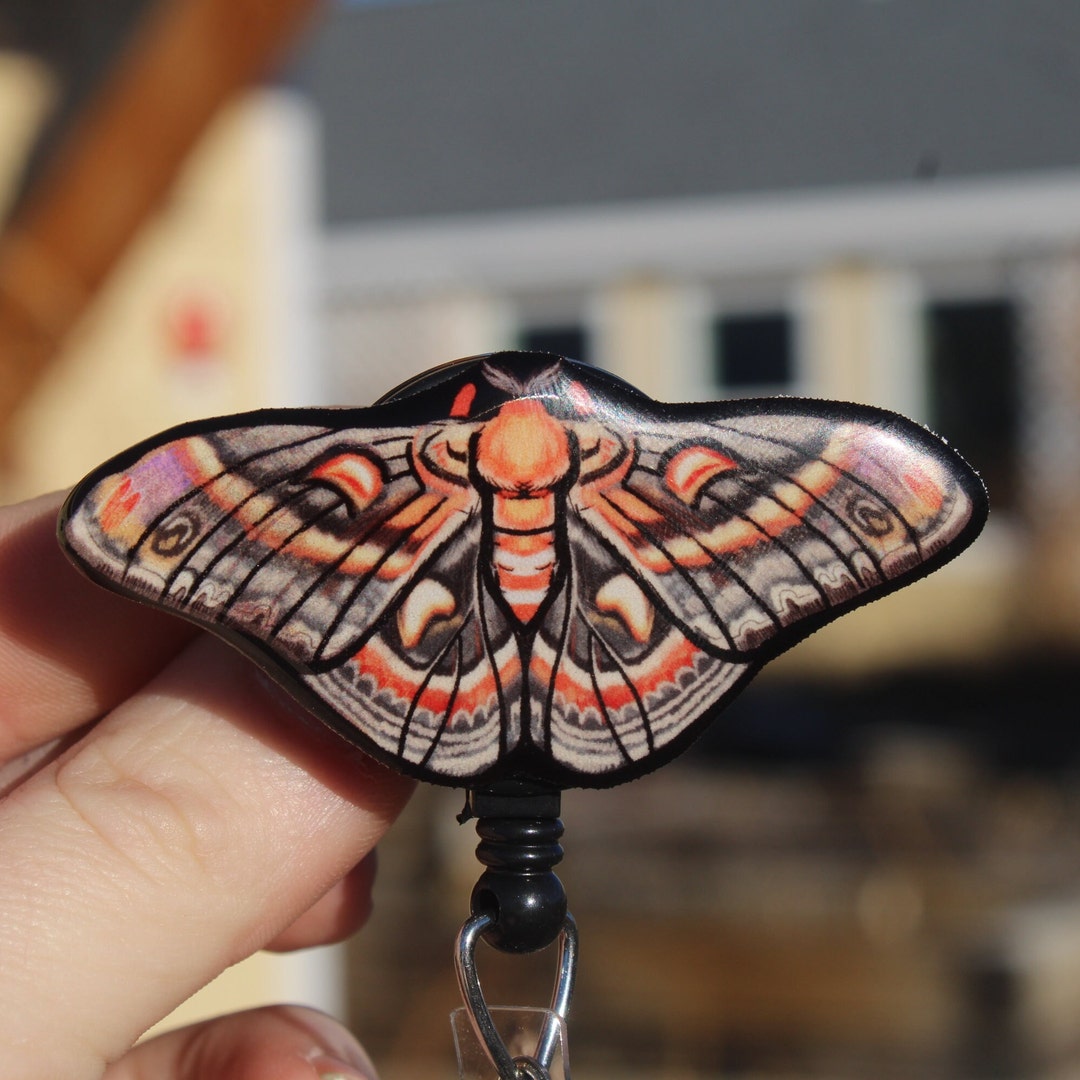 Cecropia Moth Badge Reel ID Holder: Gift for Nurses, Vet Techs ...