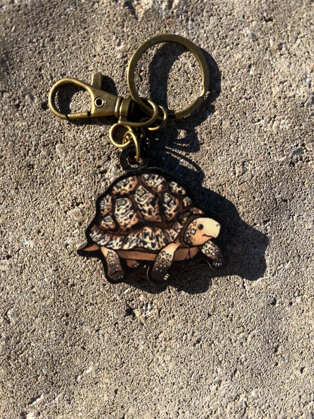 Wood Leopard Tortoise Keychain: Gift for Turtle Animal Lovers, Vet ...