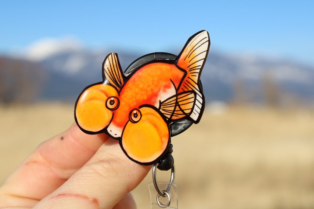 Bubble Eye Goldfish Badge Reel ID Holder: Gift for Fish Lovers, Nurses ...
