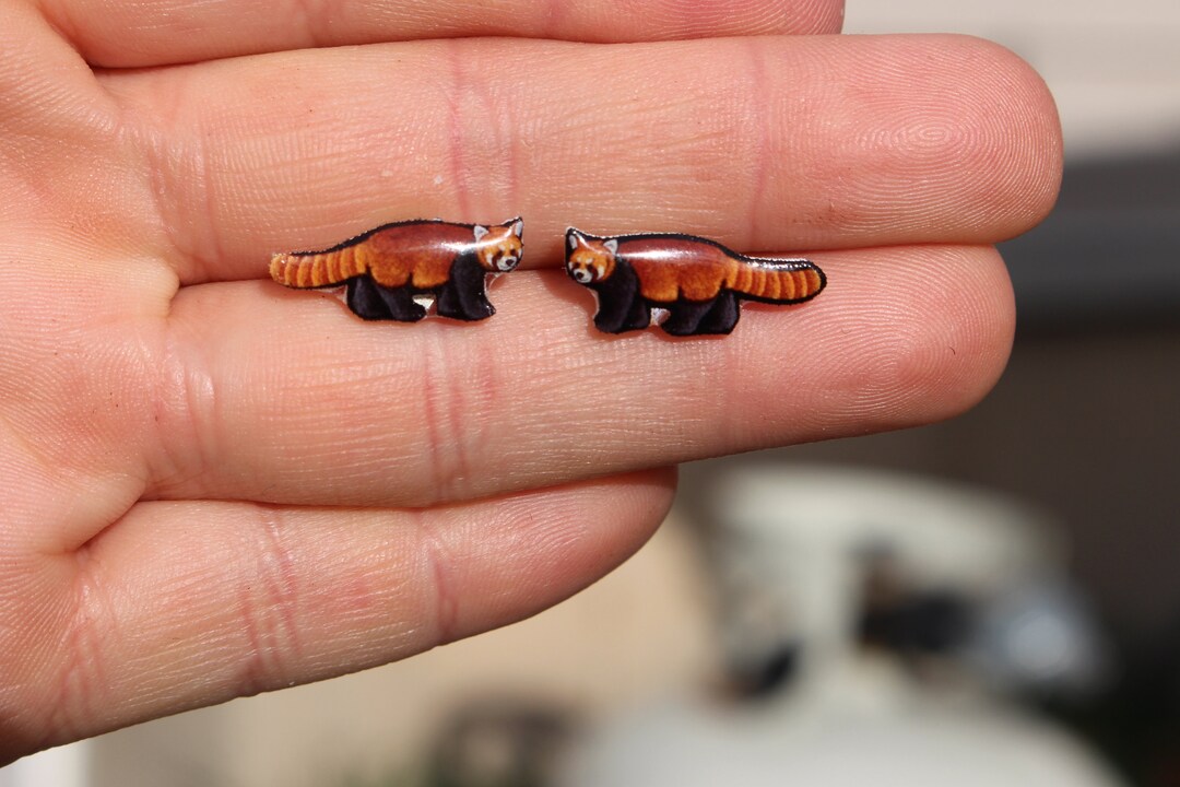 Red Panda Stud Earrings: Gift for Panda Lovers Cute Animal Earrings - Etsy