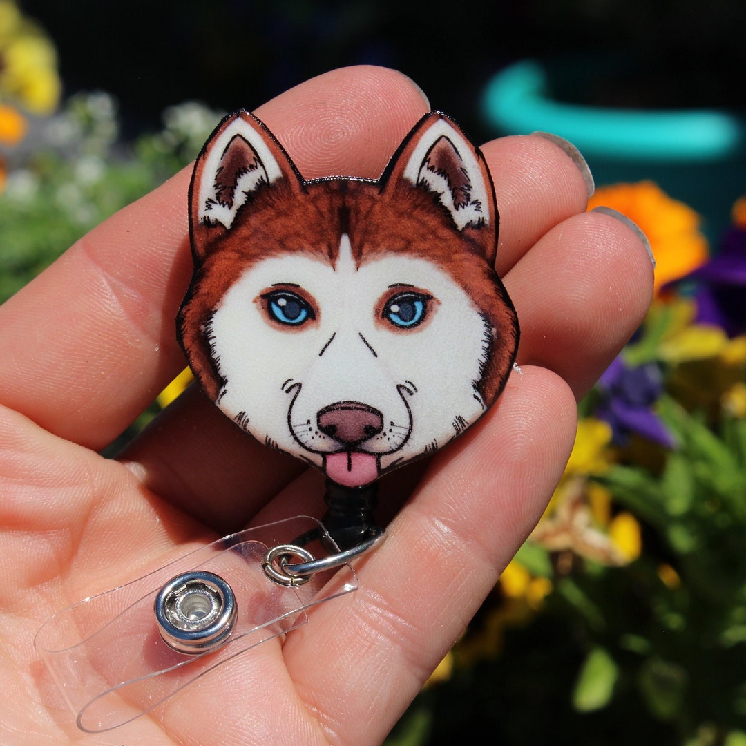 Red Husky Badge Reel Id Holder Gift Husky Lovers for Nurse's ...