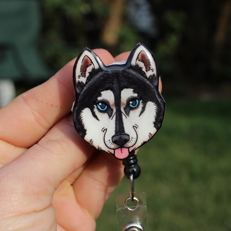 Husky Badge Reel Id Holder Gift Husky Lovers for Nurse's Veterinarian ...