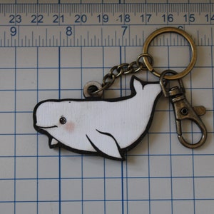 Wood White Beluga Whale Keychain: Gift for Ocean Animal Lovers, Vet ...