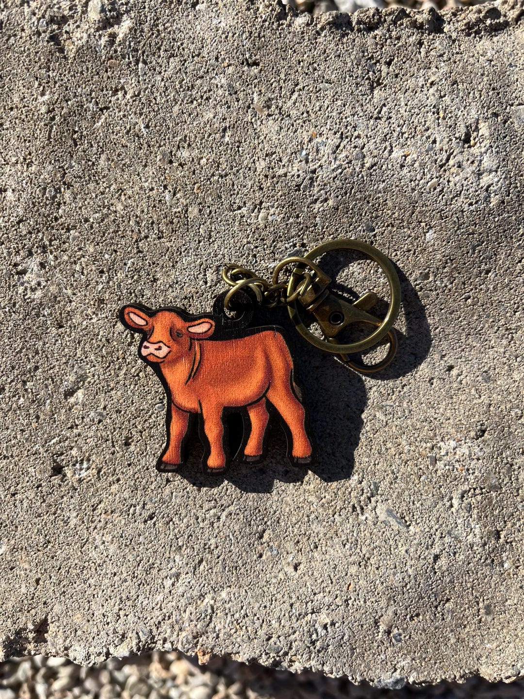 Wood Red Angus Calf Keychain: Gift for Cow Farm Animal Lovers, Vet ...