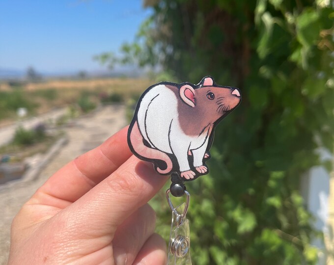 Hairless Dumbo Rat Badge Reel ID Holder: Gift for Nurses, CNA , Vet ...