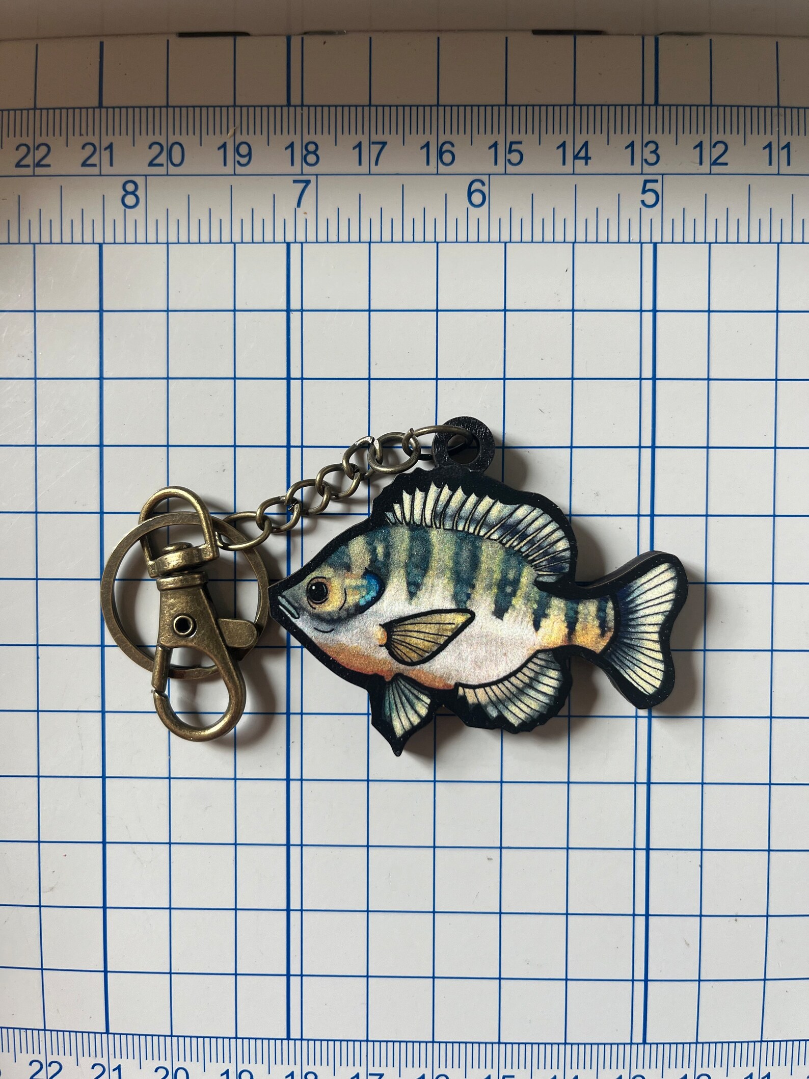 Wood Bluegill Fish Keychain: Gift for Game Fisher Lovers, Vet Techs ...