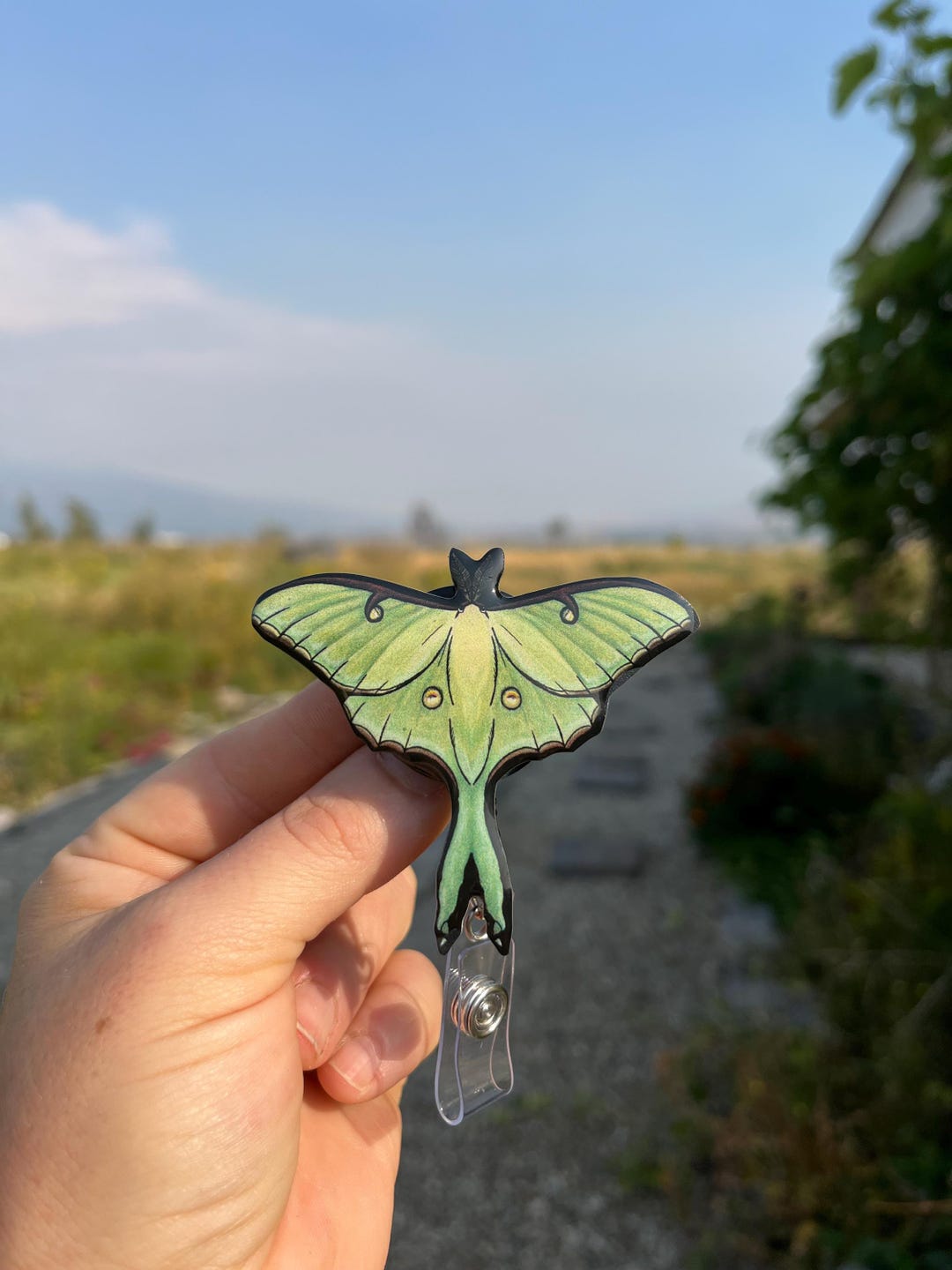 Acrylic Luna Moth Badge Reel ID Holder: Gift for Lunar Animal Lovers ...