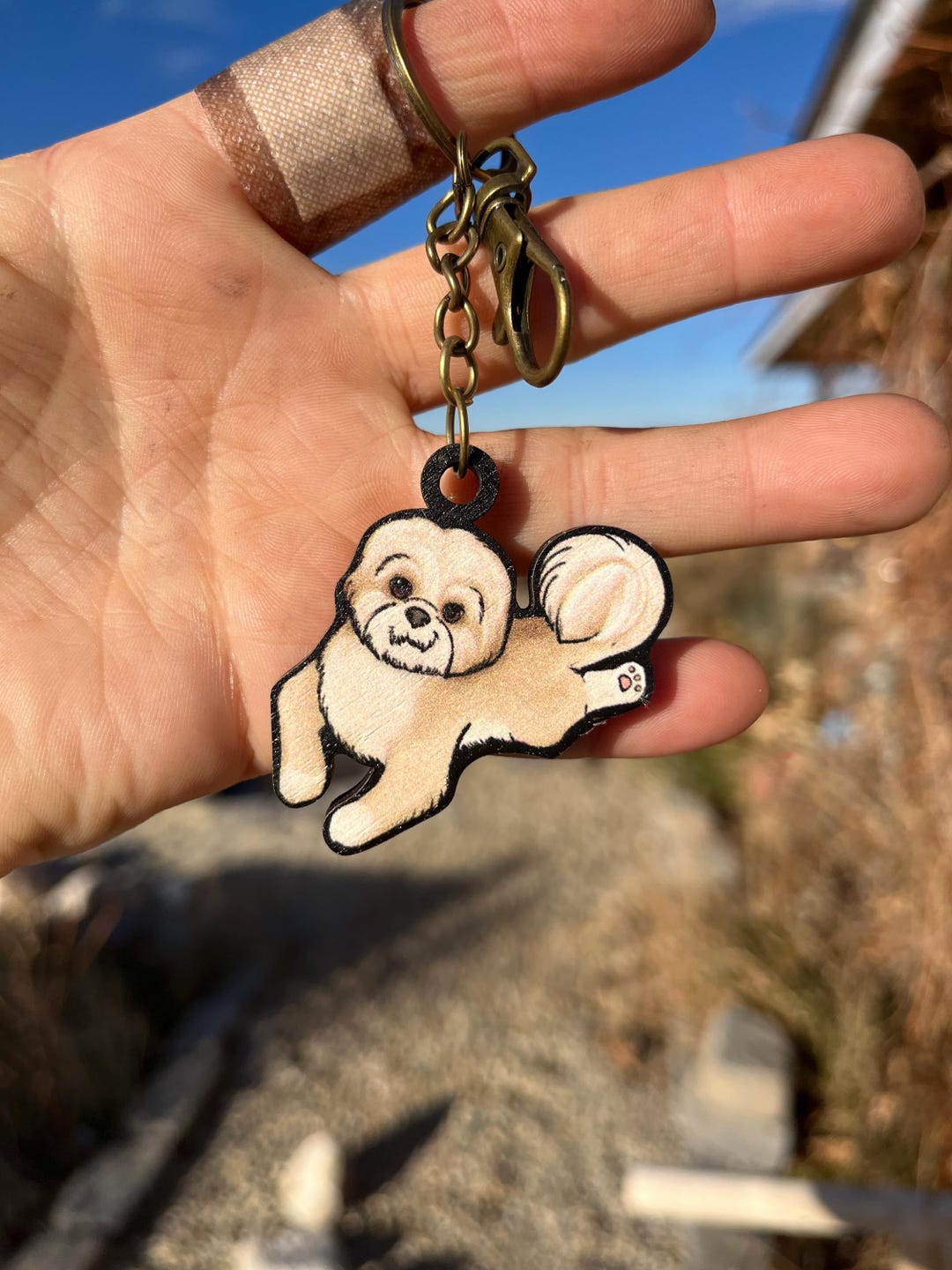 Wood Shih Tzu Keychain: Gift for Shihtzu Dog Lovers, Vet Techs ...
