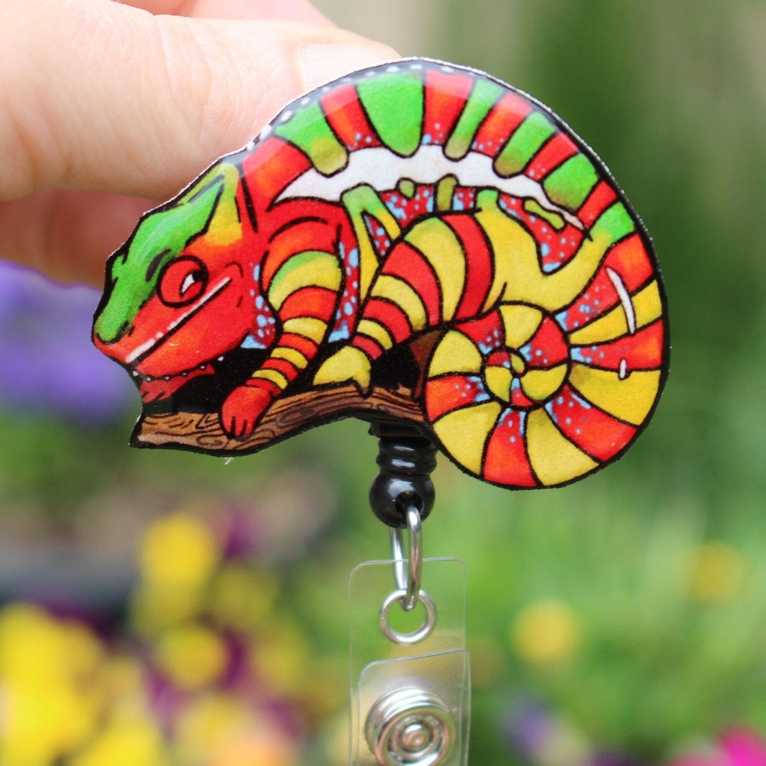 Chameleon Badge Reel: Gift for Panther Chameleon Lover or Nurse ...