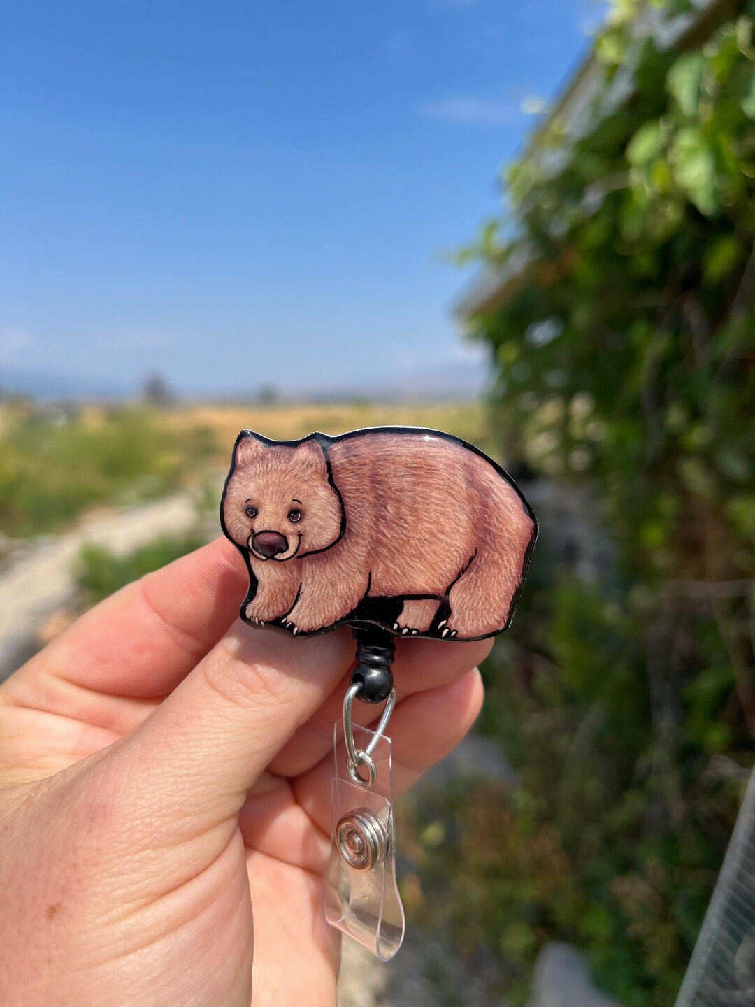 Wombat Badge Reel ID Holder: Retractable Gift for Animal Lovers, Nurses ...