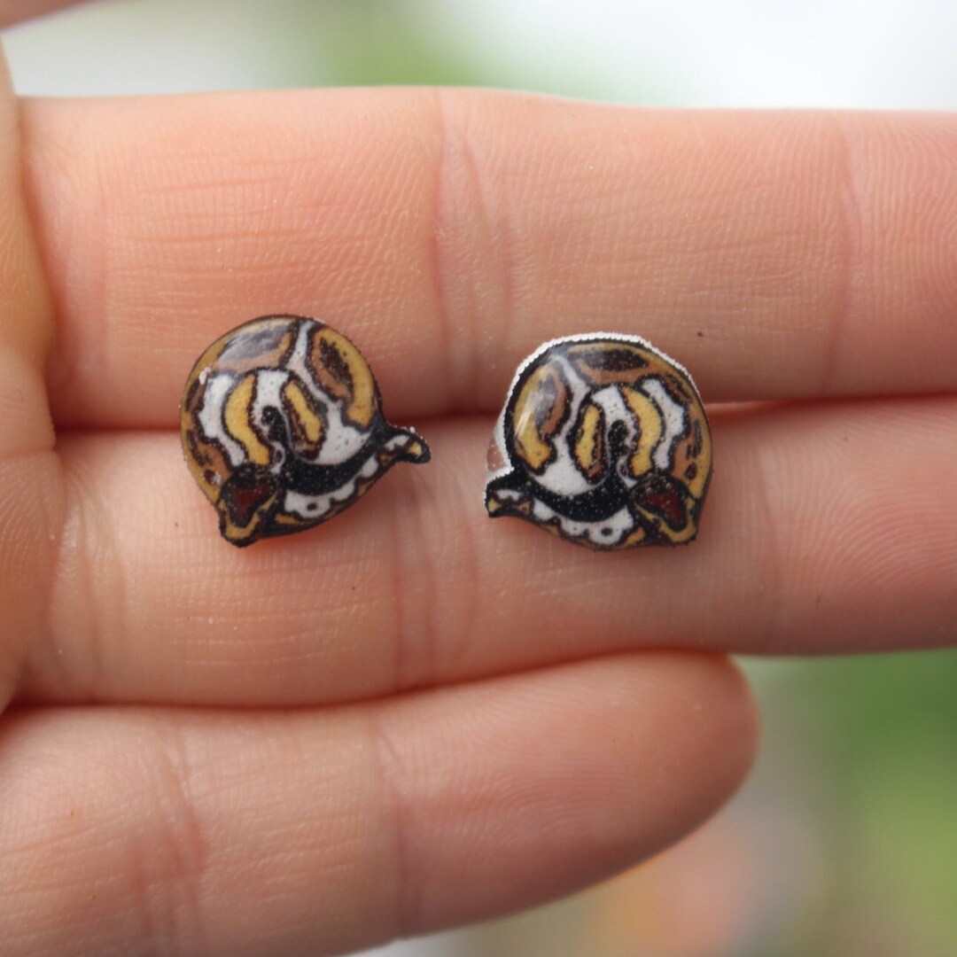 Piebald Ball Python Earring : Stainless Steel Posts for Sensitive Ears ...
