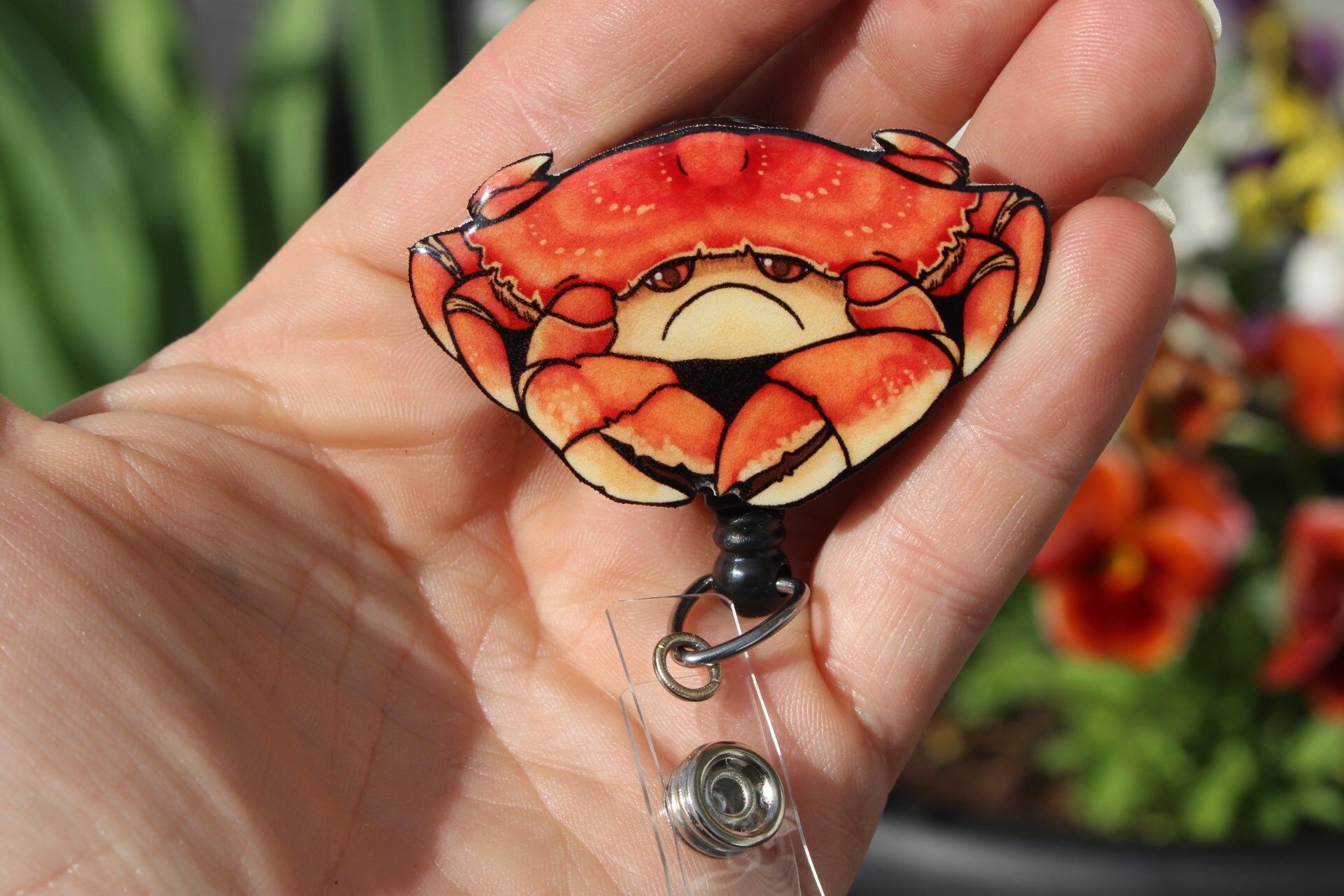 Red Crab Badge Reel Id Holder: Gift for crab lovers nurses | Etsy