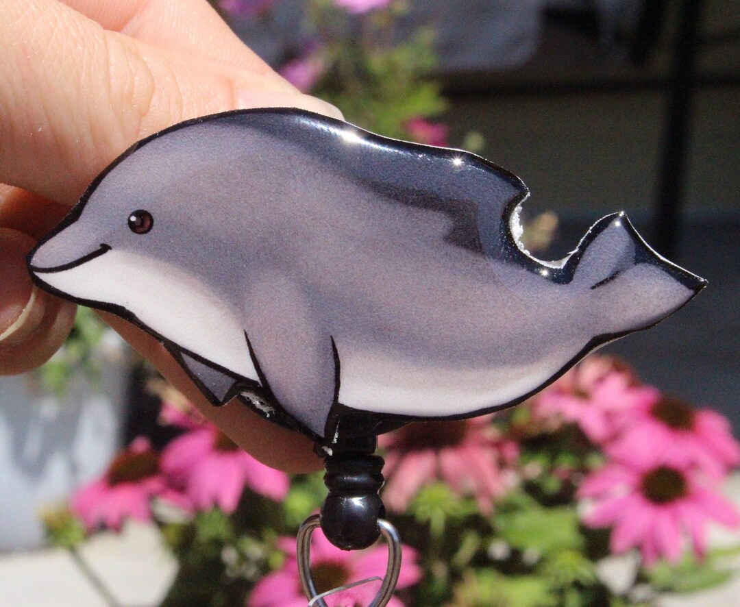 Dolphin Badge Reel ID Holder: Gift for Dolphin Lover, Nurse, Vet Tech ...