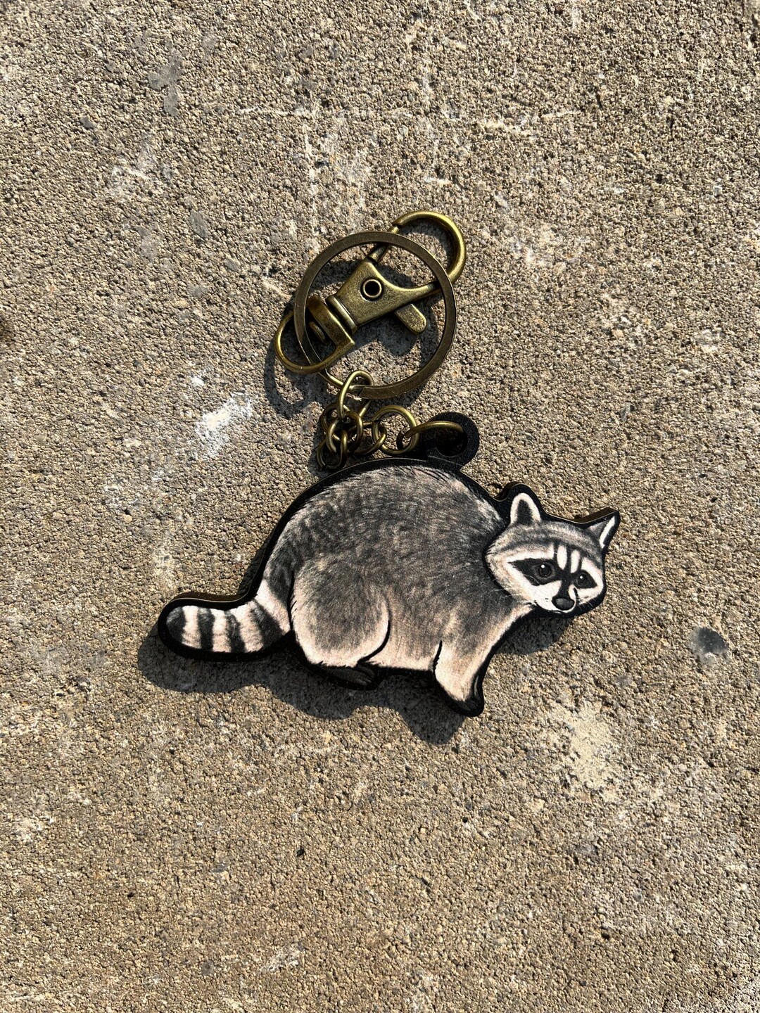 Wood Raccoon Keychain: Gift for Racoon Animal Lovers, Vet Techs ...