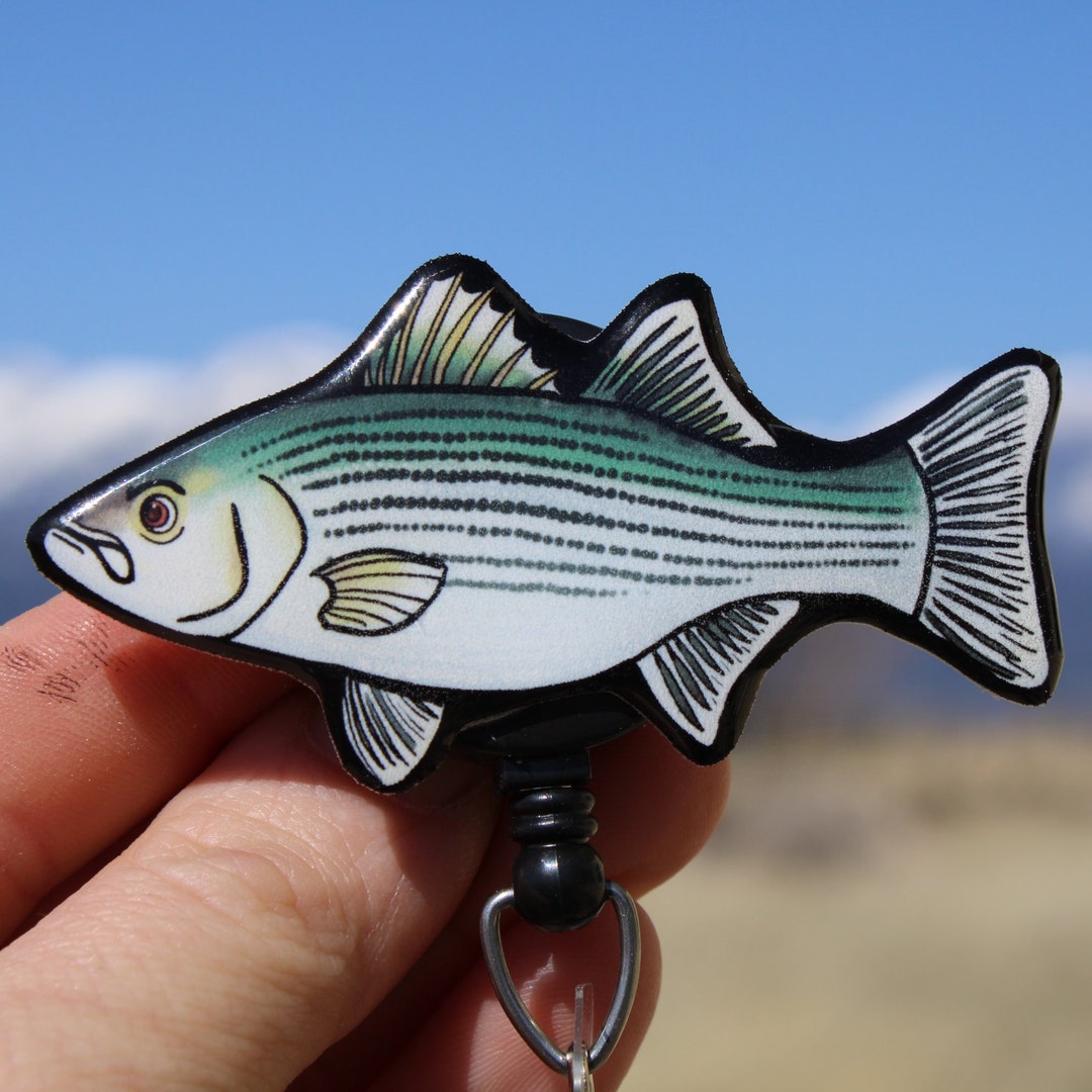 Striped Bass Badge Reel Id Holder Gift for Fishing Lovers, Fishermen ...