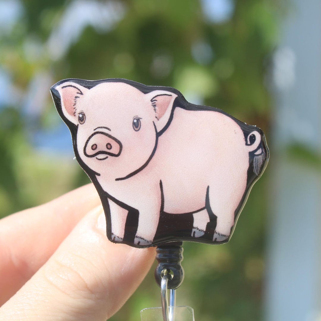 Pig Badge Reel ID Holder: Gift for Animal Lover, Vet Techs ...