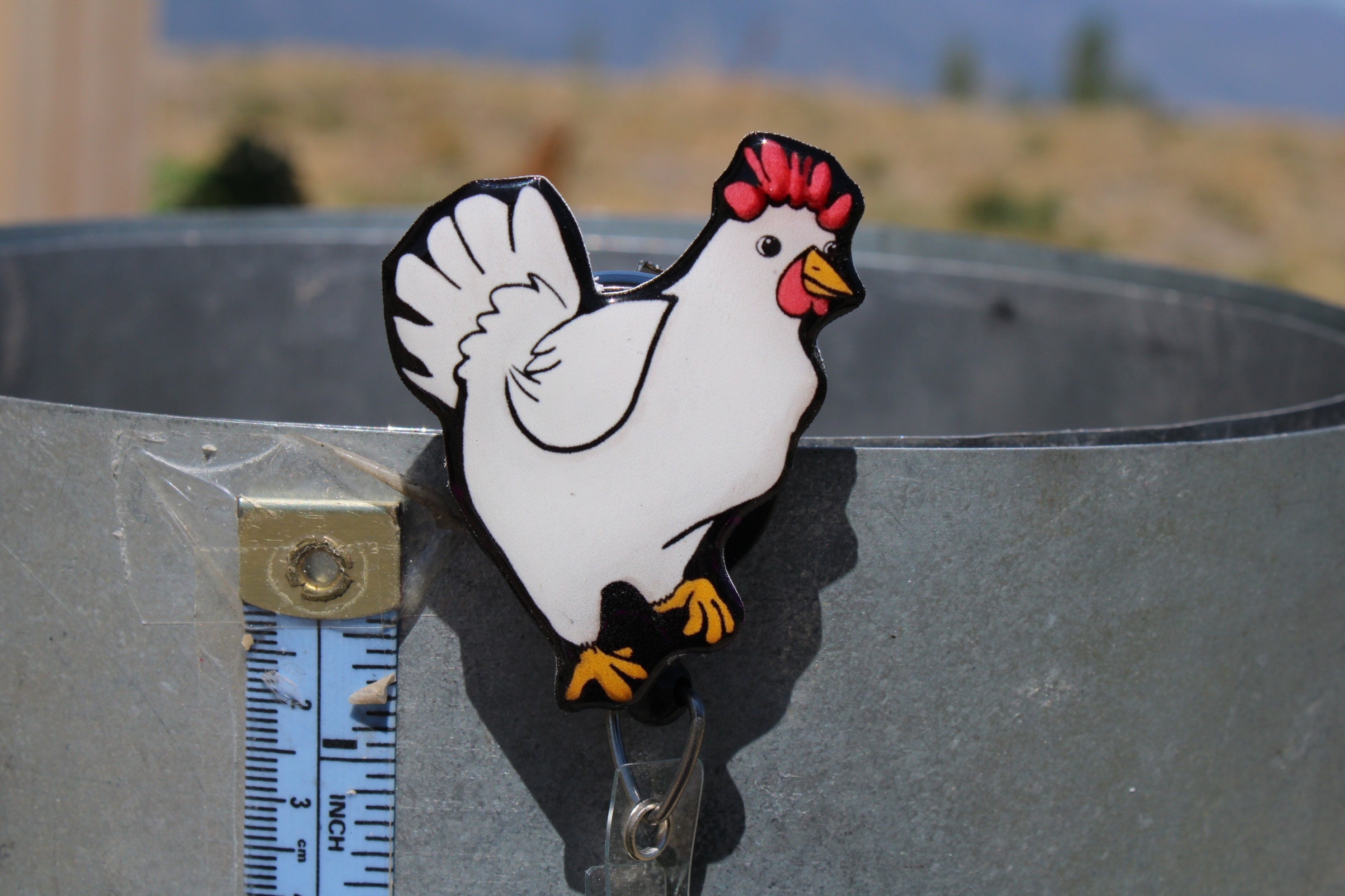 White Chicken Badge Reel ID Holder: Gift for Farm Bird Lovers - Etsy