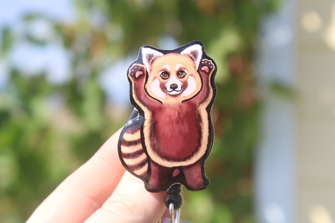 Red Panda Badge Reel Id Holder: Gift for Panda Lovers, Medical Workers ...
