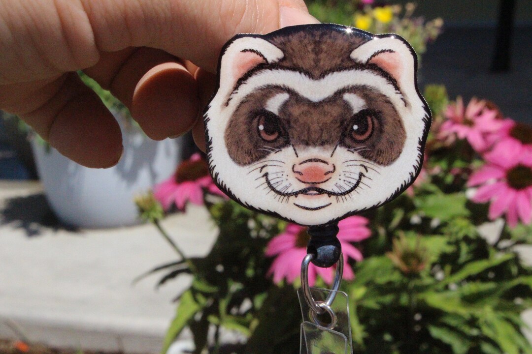 Ferret Badge Reel ID Holder: Gift for Ferret Lover, Nurse, Vet Tech ...