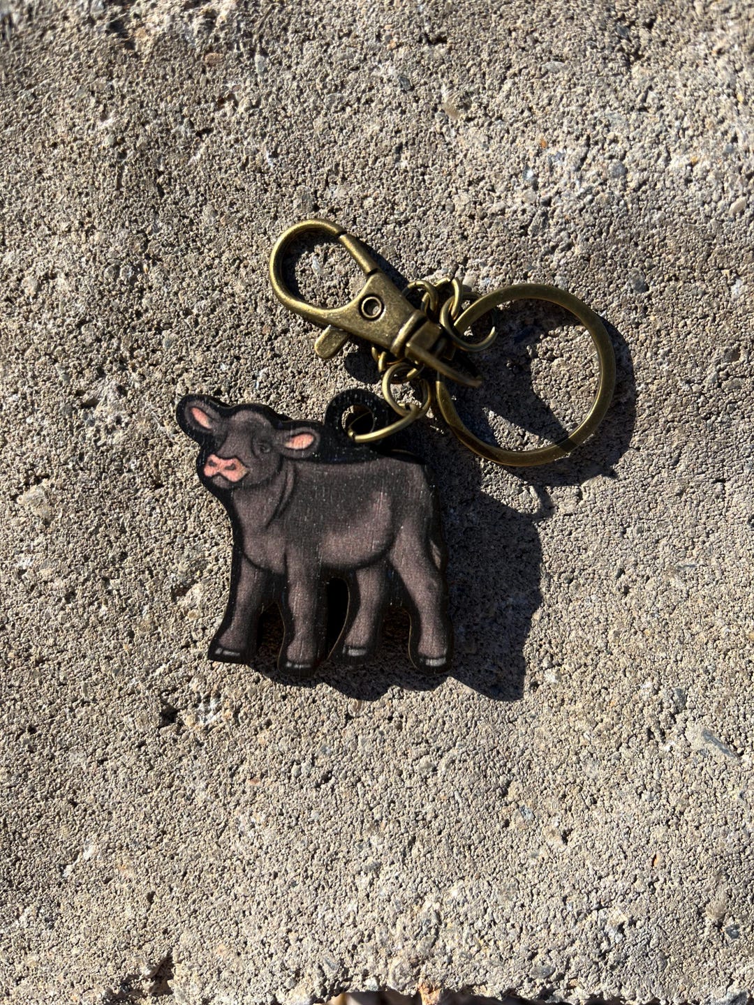 Wood Black Angus Calf Keychain: Gift for Cow Farm Animal Lovers, Vet ...