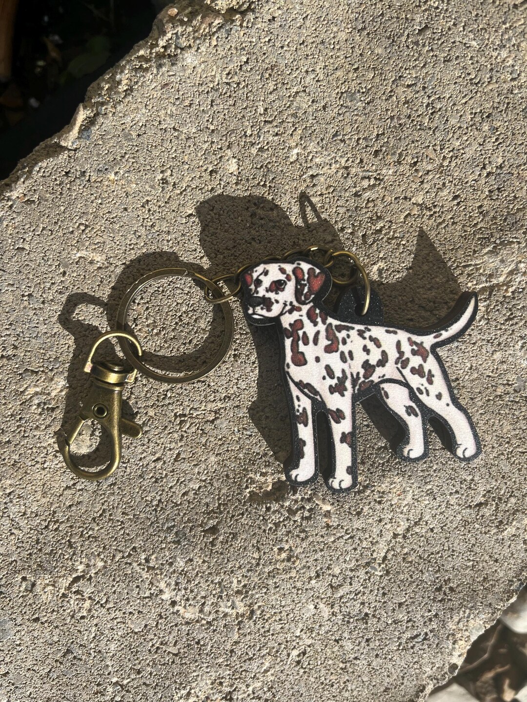Wood Liver Dalmatian Keychain: Gift Dog Animal Lovers, Vet Techs, Veterinarians, and Zookeepers ...