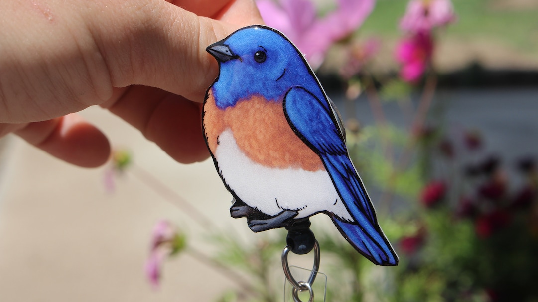 Bluebird Badge Reel Id Holder: Gift for Blue Bird Lovers Song Bird ...