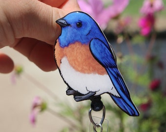 Retractable Badge Holder Blue Bird ID Badge Reel Clips - Etsy