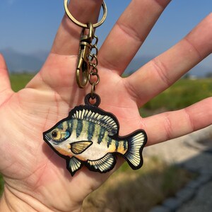 Wood Bluegill Fish Keychain: Gift for Game Fisher Lovers, Vet Techs ...