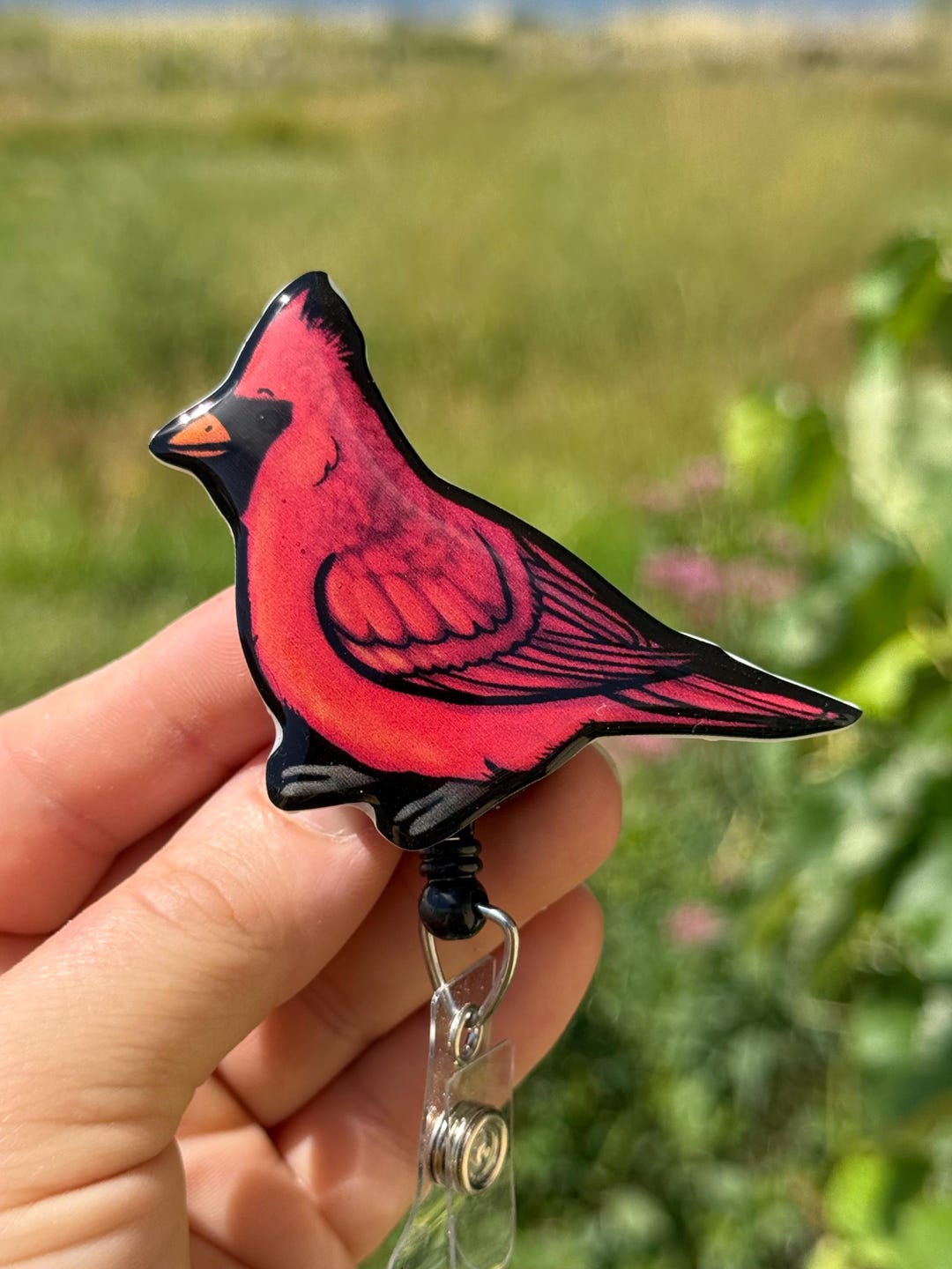 Cardinal Bird Badge Reel ID Holder: Gift for Nurses, Bird Watcher ...