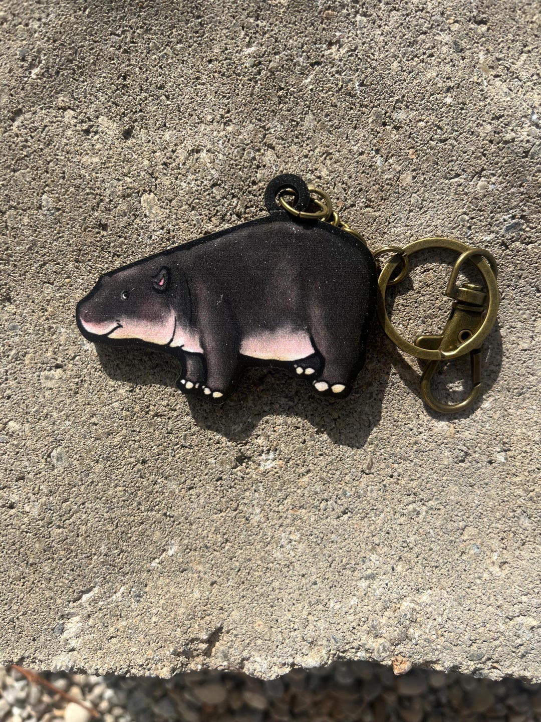 Wood Pygmy Hippo Keychain: Gift for Animal Lovers, Vet Techs ...