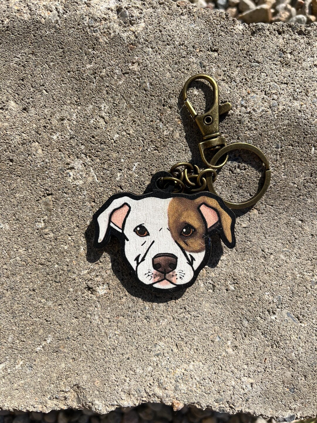 Wood Brown Pitbull Keychain: Gift for Pit Bull Dog Lovers, Teachers ...