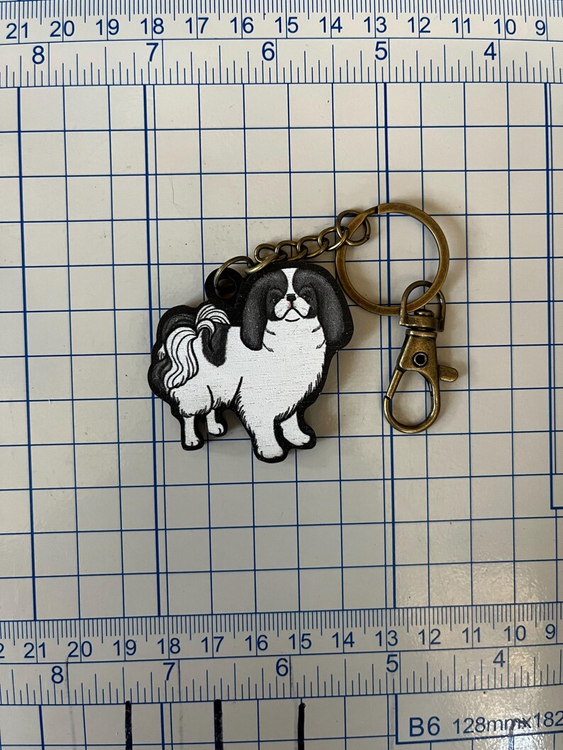 Wood Japanese Chin Keychain: Gift for Dog Lovers, Teachers, Vet Techs ...