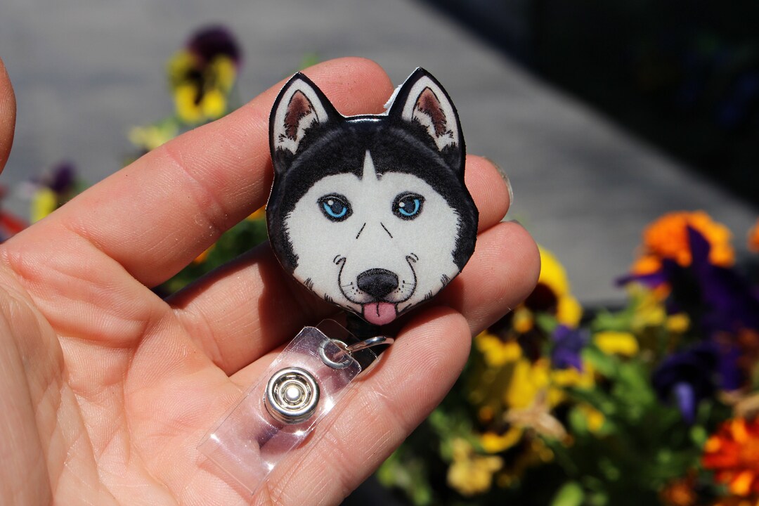 Husky Badge Reel Id Holder Gift Husky Lovers for Nurse's Veterinarian ...