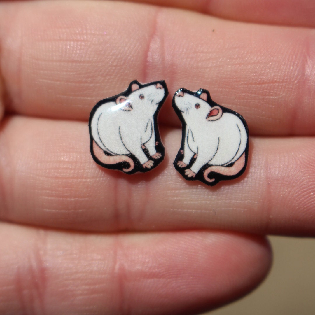 Rat Stud Earrings: Gift for Rat Lovers, Teacher, Vet Tech, Zookeeper or ...